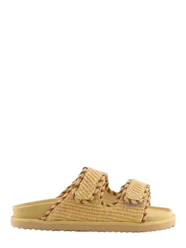 COLORS OF CALIFORNIA Woven Raffia Touch-strap Sandals - Brown