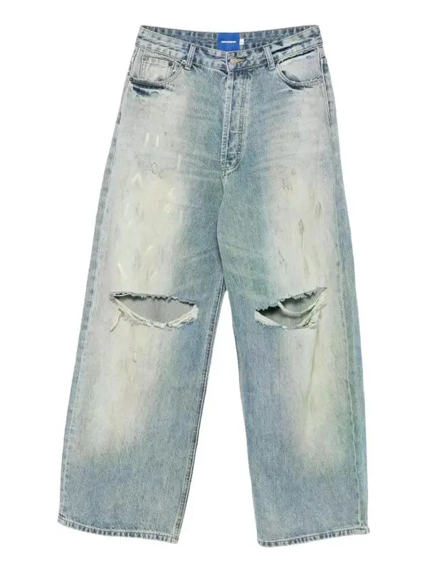 DAGGER Johnny Distressed Wide-leg Jeans - Blue