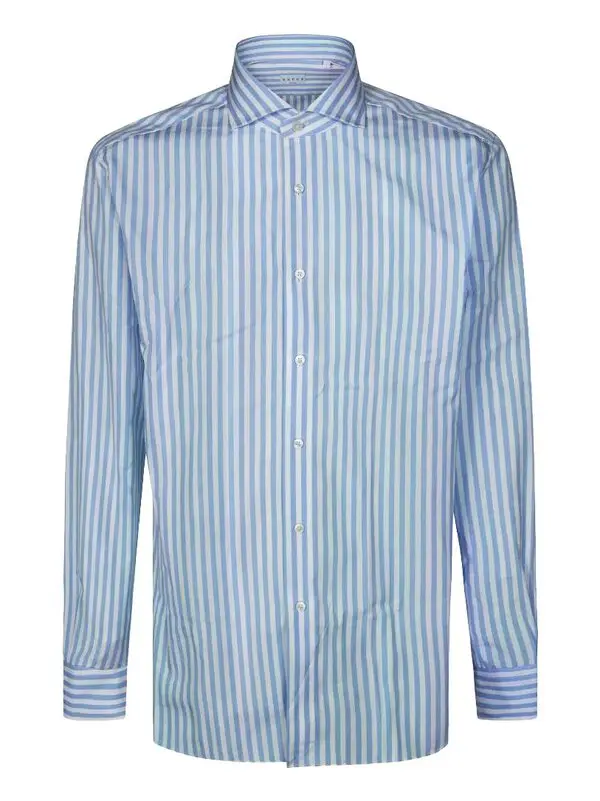 XACUS Stripe-pattern Shirt - Blue