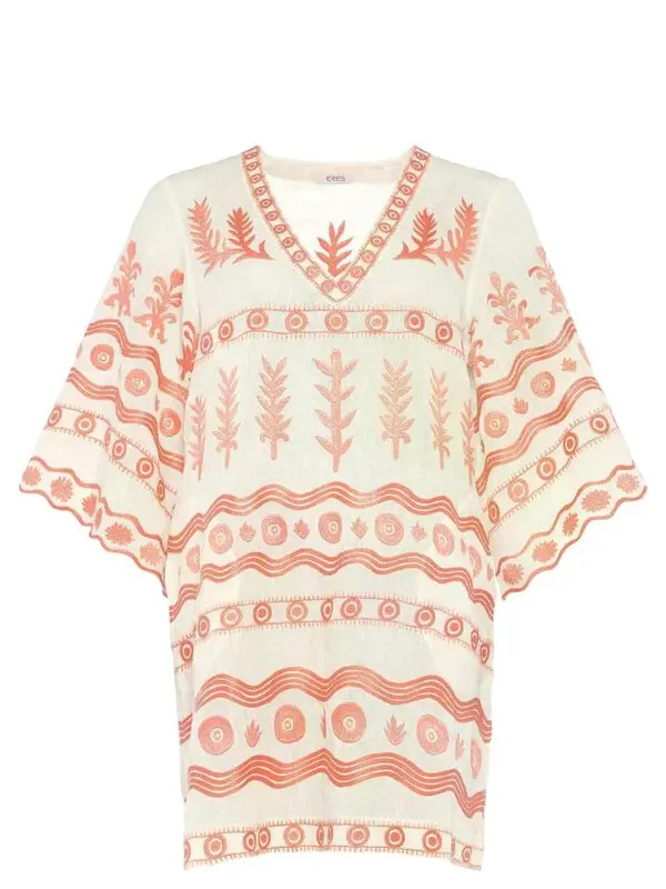 ERES Jacaranda Embroidered Linen Mini Dress - Neutrals