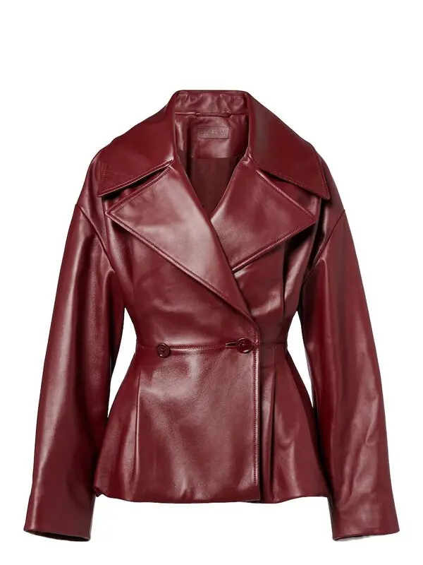 Balenciaga Leather Double-breasted Jacket - Burgundy