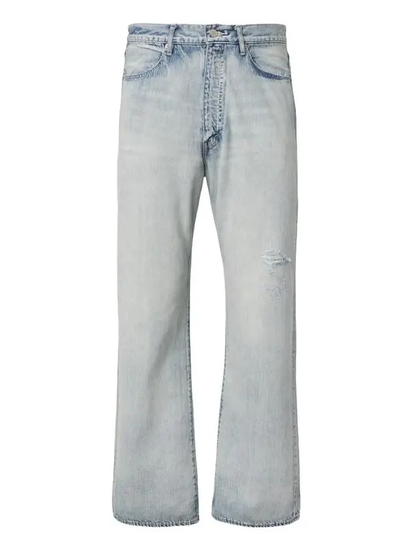 Auralee Faded Straight Jeans In Light Indigo - Blue