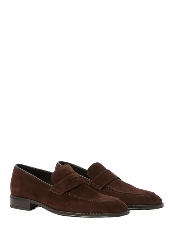 Canali Suede Penny Loafers - Brown