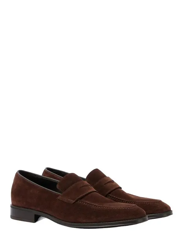 Canali Suede Penny Loafers - Brown