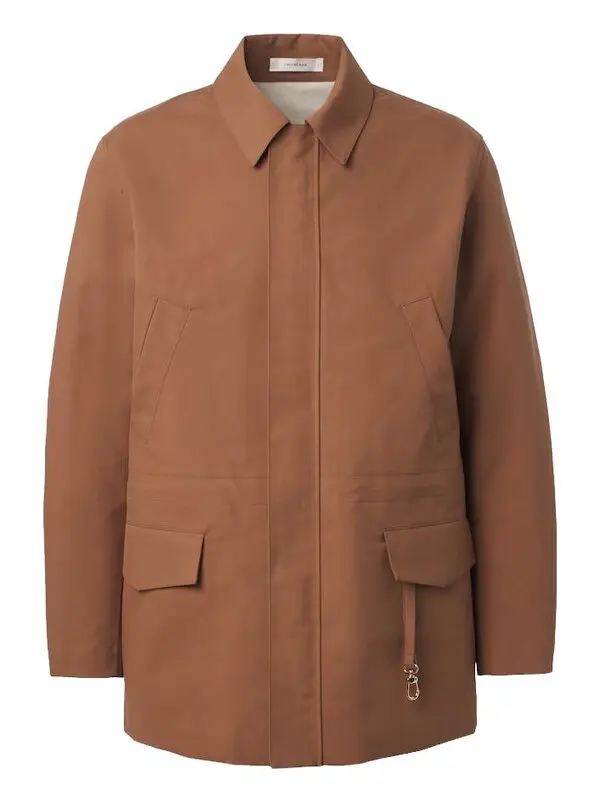 UMIT BENAN Tobacco Cotton Linen Drawstring Waist Jacket - Brown