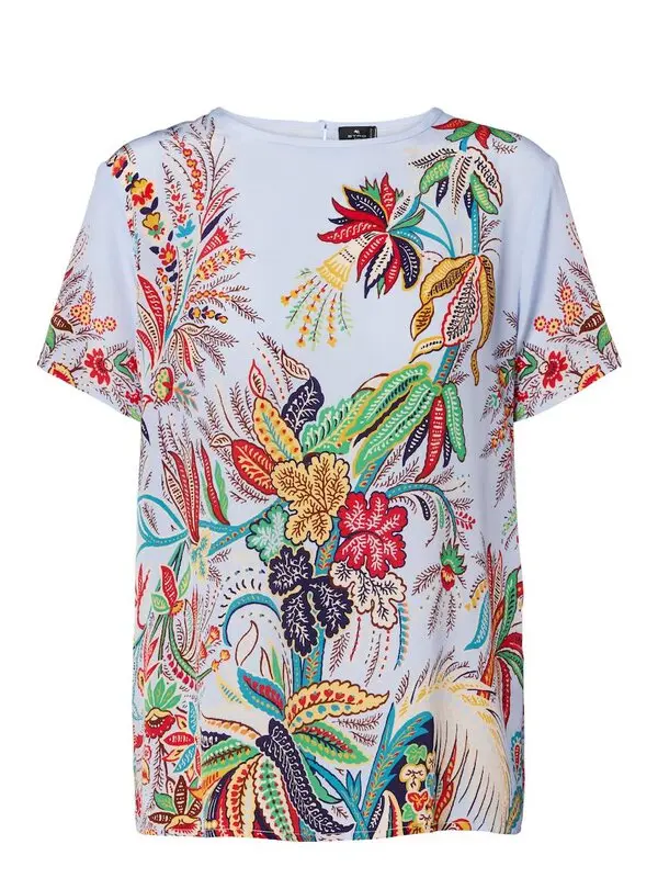Etro Paisley Silk Crêpe De Chine Top - Blue