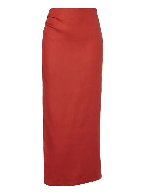 SIR. Linen Maxi Skirt In Light Sage - Red