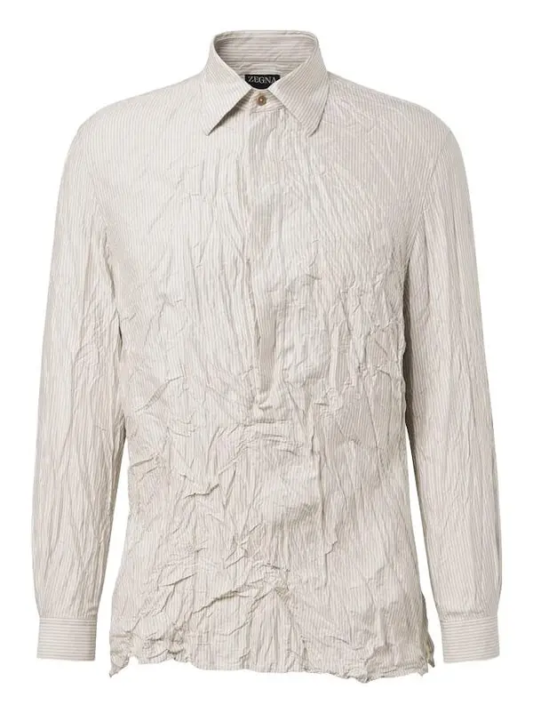 Zegna Striped Silk Shirt - Beige