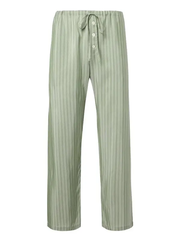 BODE Sylvan Striped Silk Straight Pants - Green