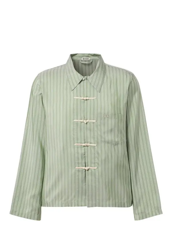 BODE Sylvan Striped Silk Shirt - Green
