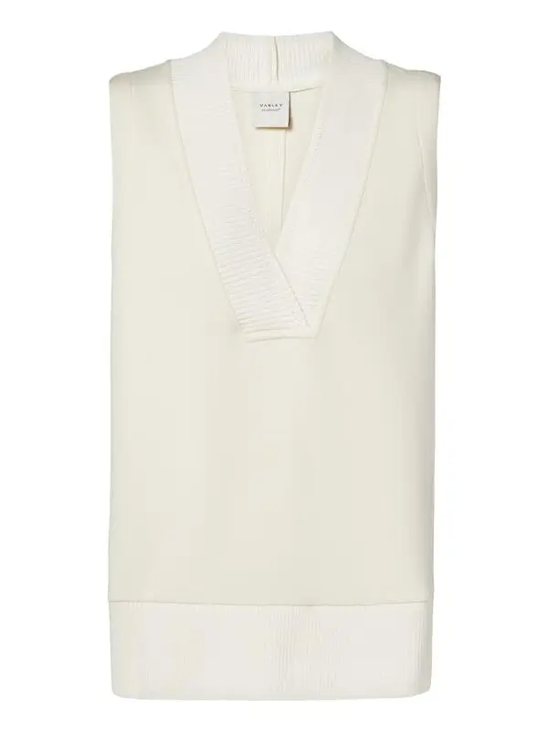 Varley Freida V-neck Ribbed Hem Tank Top - White
