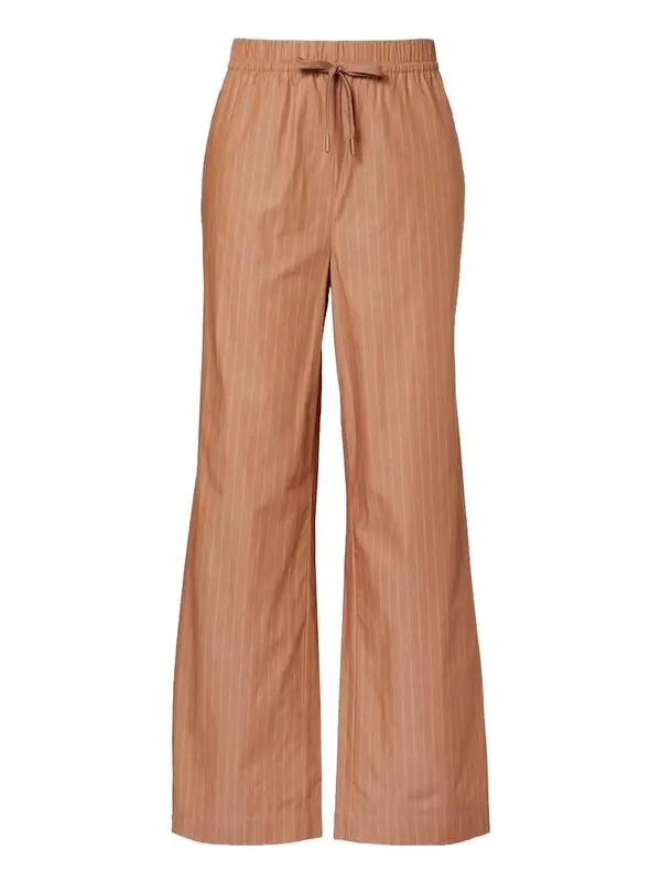 Varley Rowan Pinstripe Cotton Straight Pants - Brown