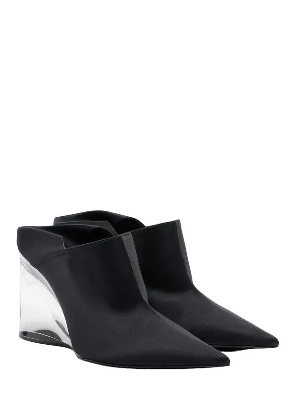 Alaïa Invisible Convertible Satin Wedge Mules - Black