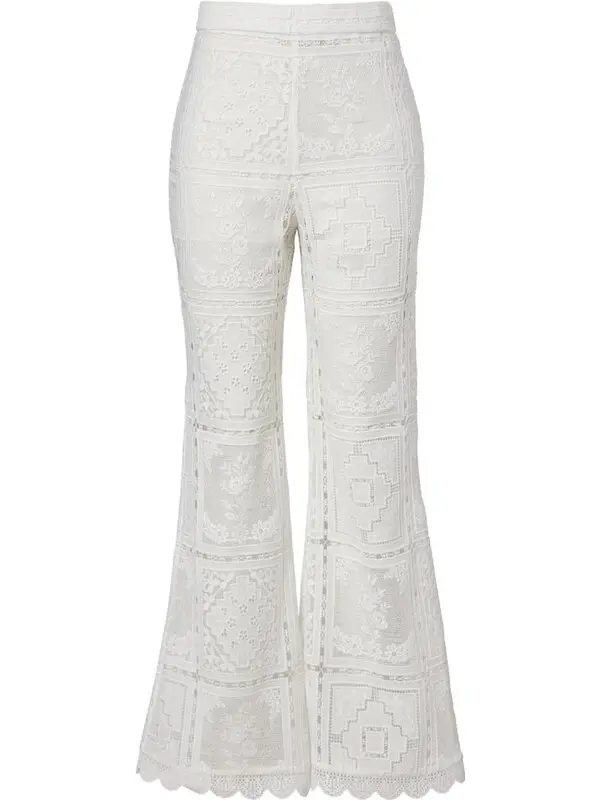 Zimmermann Lace Flared Trousers - White