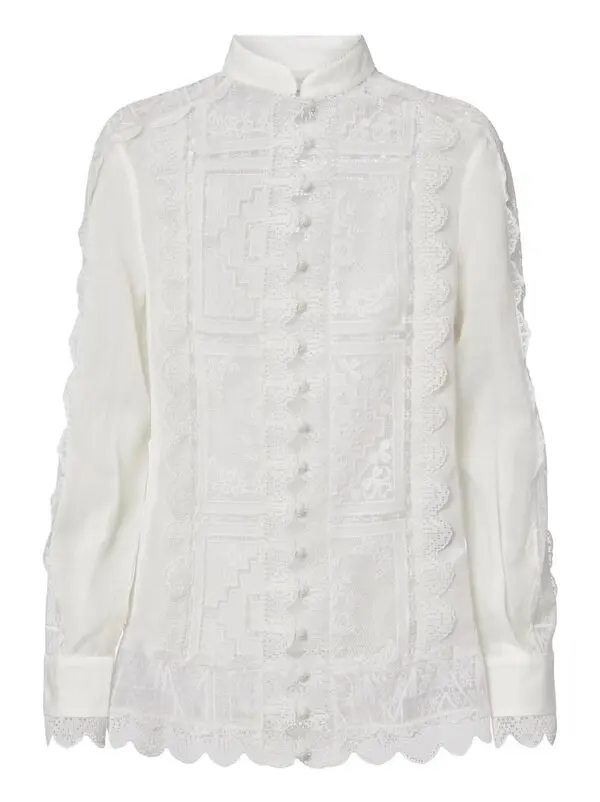 Zimmermann Floral Lace Ramie Shirt - White