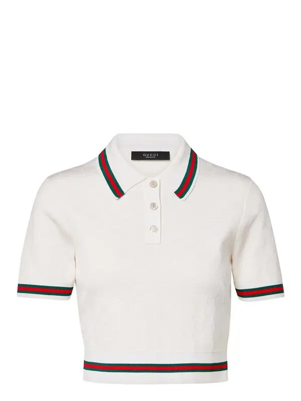 Gucci Gg Jacquard Polo Shirt - White