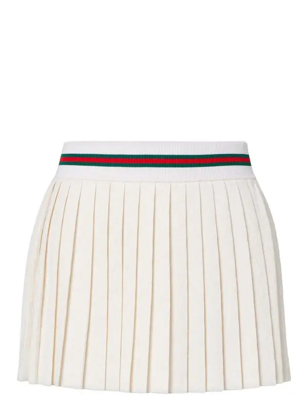 Gucci Gg Jacquard Pleated Miniskirt - White