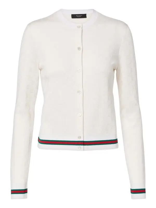 Gucci Gg Jacquard Cardigan - White