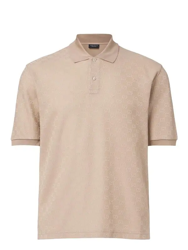 Gucci Gg Jacquard Polo Shirt - Beige