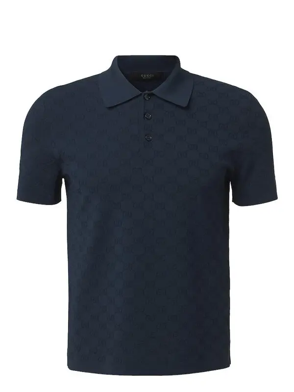 Gucci Gg Jacquard Polo Shirt - Blue