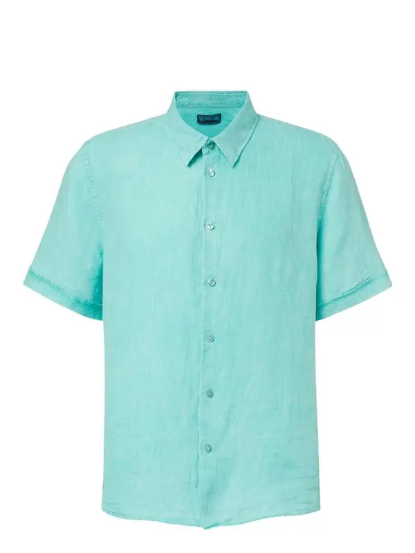 Vilebrequin Courbis Linen Bowling Shirt - Blue
