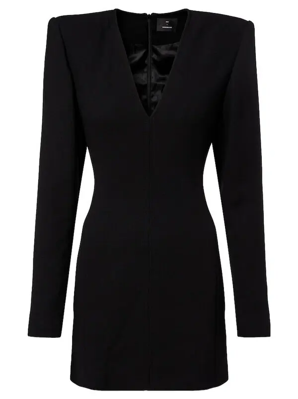 Wardrobe.NYC Wool V-neck Mini Dress - Black