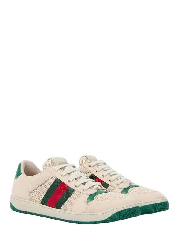 Gucci Screener Leather-trimmed Sneakers - White