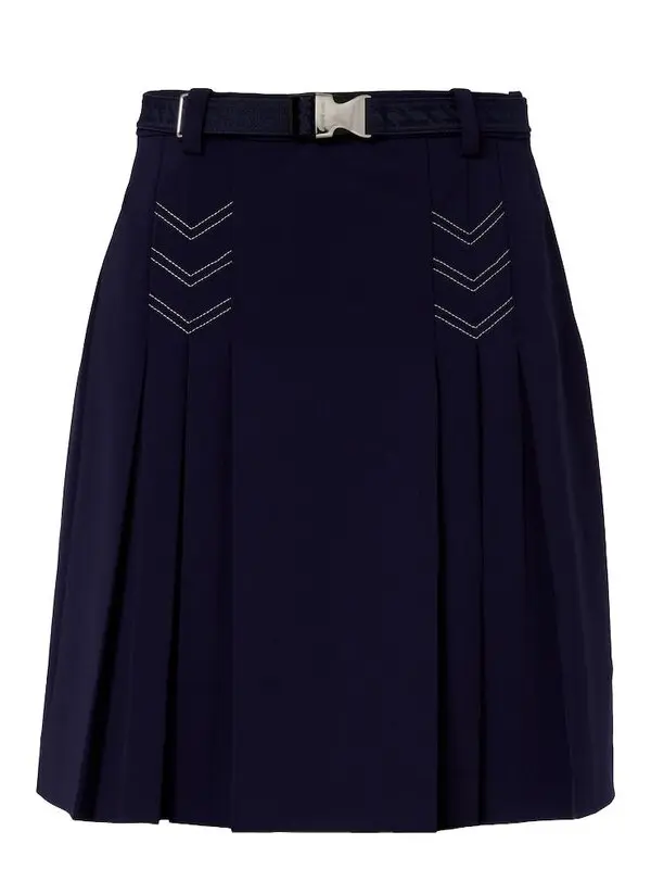 Tory Burch Belted Pleated Miniskirt - Blue