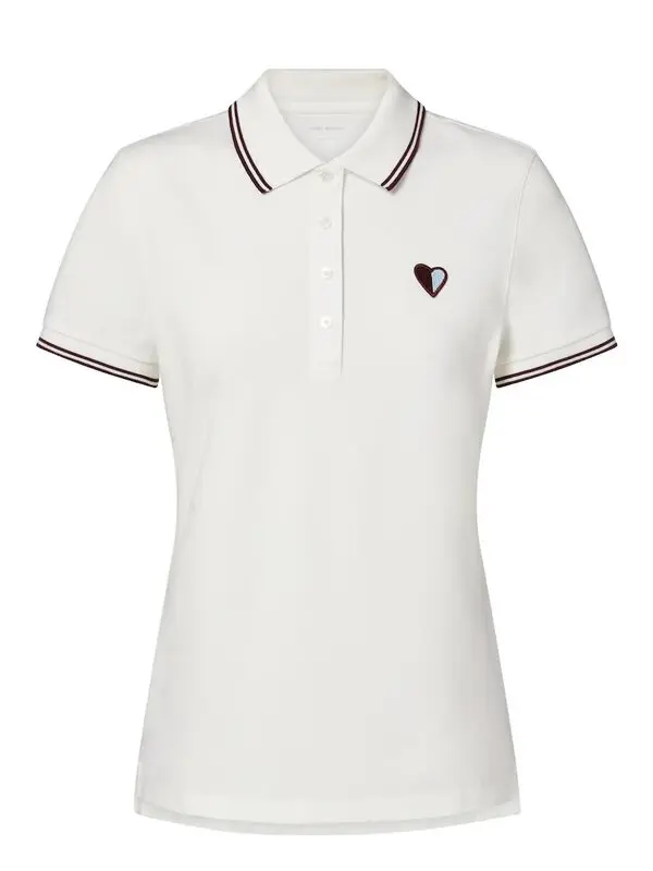 Tory Burch Cotton-blend Piqué Polo Shirt - White