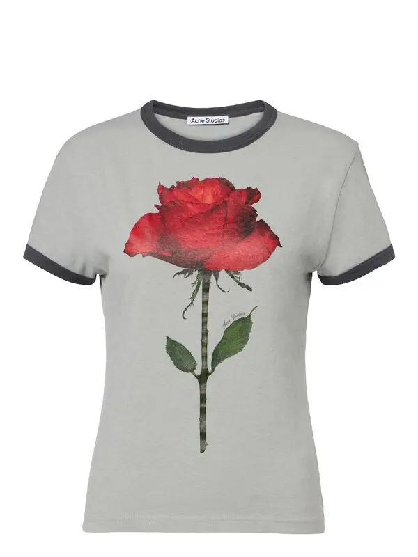 Acne Studios Printed Cotton-blend T-shirt - Grey