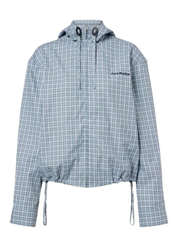 Acne Studios Checked Hooded Technical Jacket - Blue