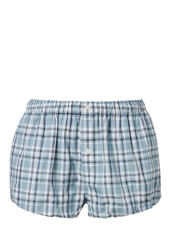 Acne Studios Checked Cotton Shorts - Blue
