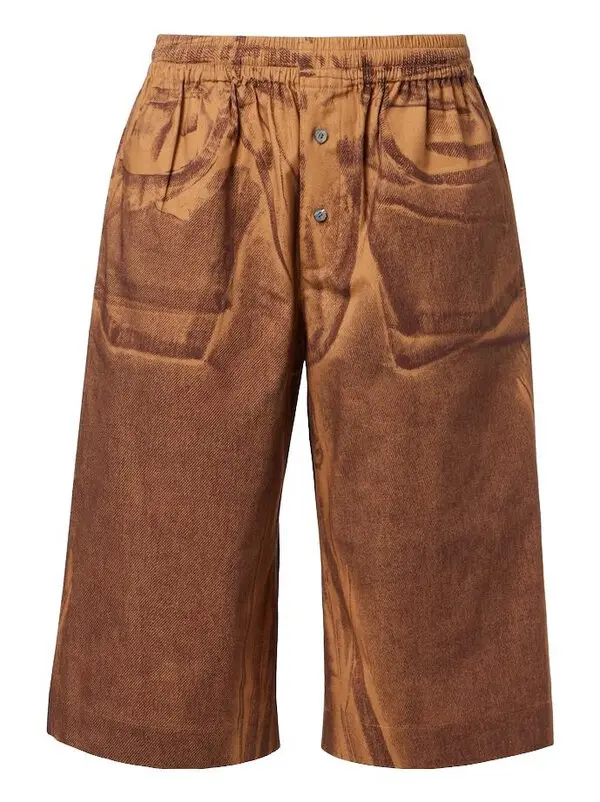 Acne Studios Printed Cotton Bermuda Shorts - Brown