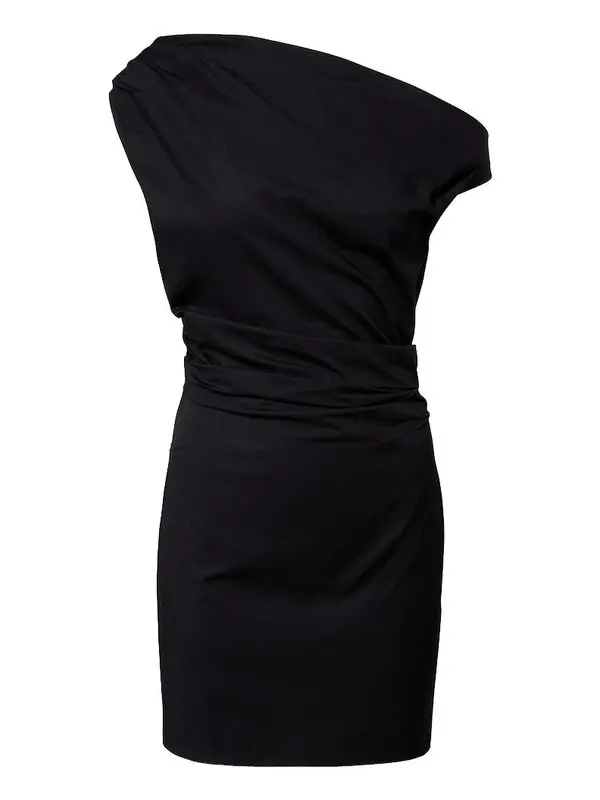 Staud Phare Ruched Cotton Poplin Minidress - Black