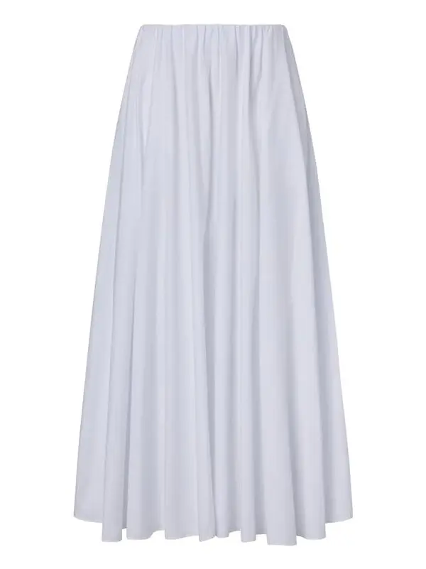 Staud Milano Pleated Cotton Maxi Skirt - White
