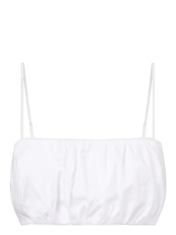 Staud Fiore Cotton Crop Top - White