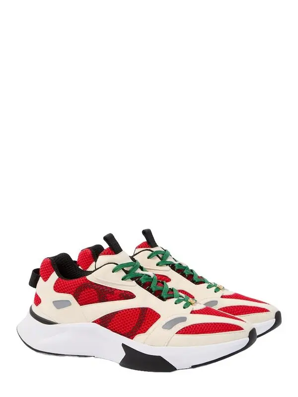 Valentino Garavani Suede-trimmed Sneakers - Red