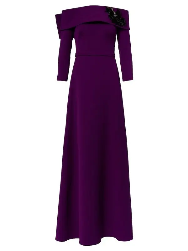 Safiyaa Lunelle Embellished Off-the-shoulder Gown - Purple