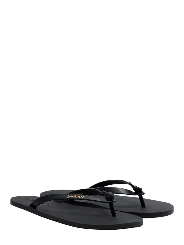 Saint Laurent Leather Thong Sandals - Black
