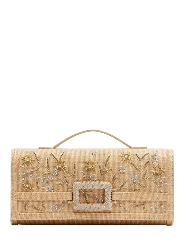 ROGER VIVIER Belle Vivier Embroidered Top-handle Bag - Beige