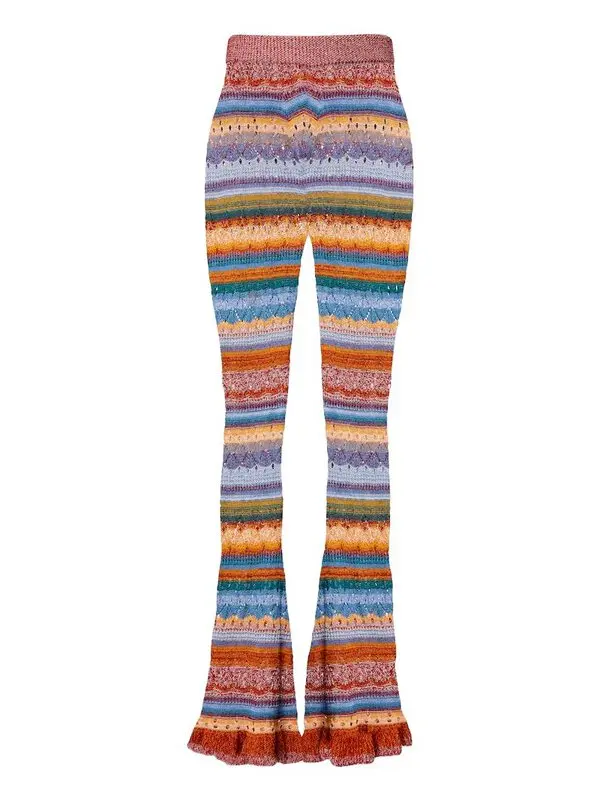 Etro Crochet Striped Cotton Flared Pants - Multicoloured