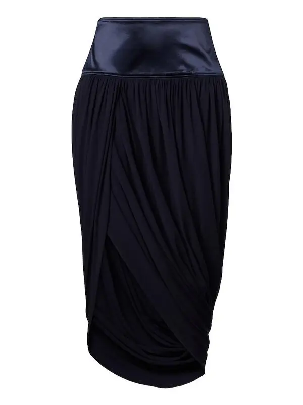 FERRAGAMO Draped Asymmetric Midi Skirt - Blue