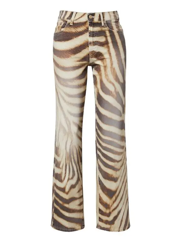 7 For All Mankind Zebra-print Straight Jeans - Brown