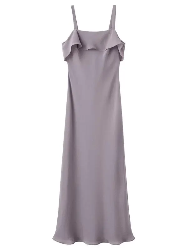 Mango Ruffle Sleeveless Maxi Dress - Lilac