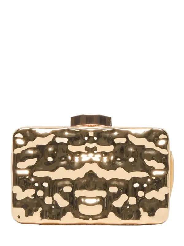 Dolce Vita Textured Metal Frame Clutch With Chain Strap - Gold
