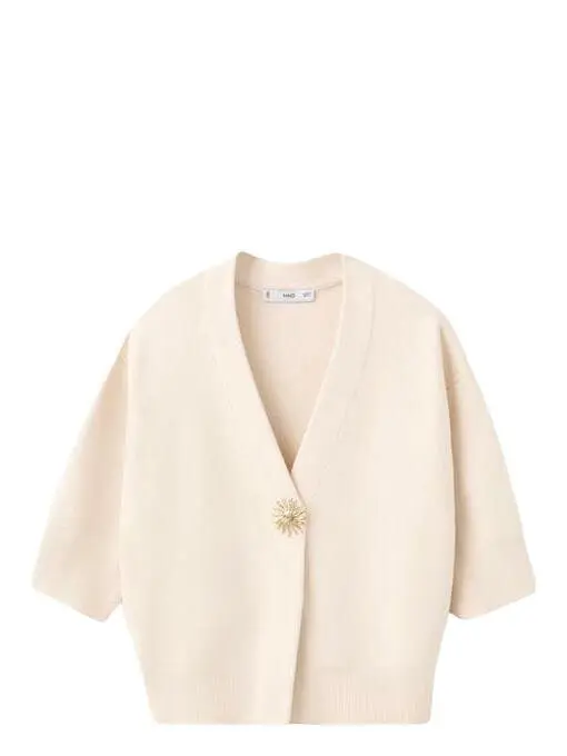 Mango Short Sleeve Cardigan - Ecru