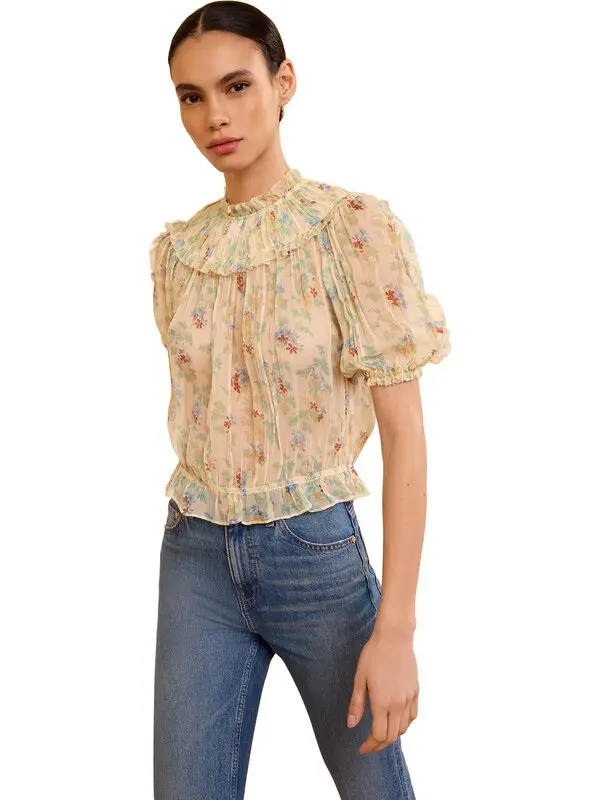 Ulla Johnson Solenne Silk Chiffon Blouse - Moon Petal