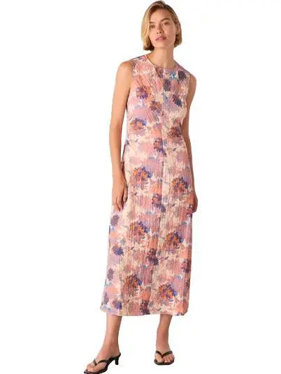 Whistles Sleeveless Floral Textured Midi Dress - Pink/multi