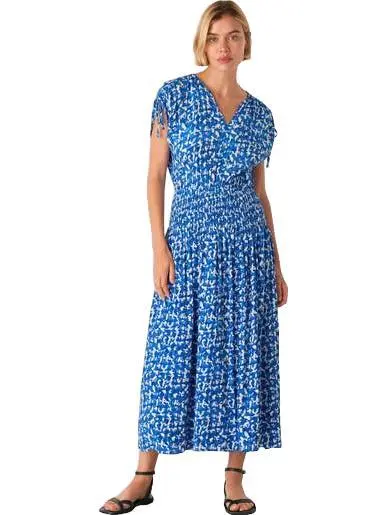 Whistles Brushed Stroke Midi Dress - Blue/multi