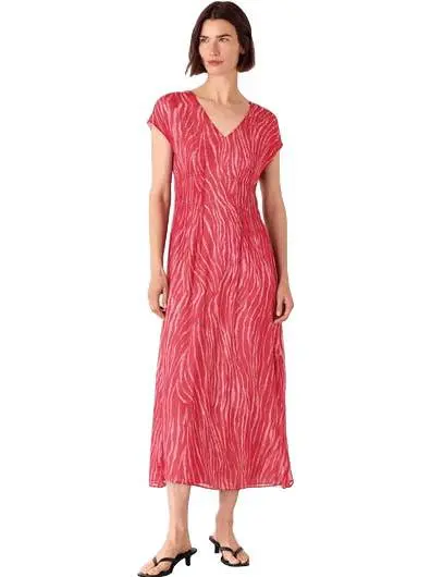 Whistles Zebra Texture Midi Dress - Red/multi